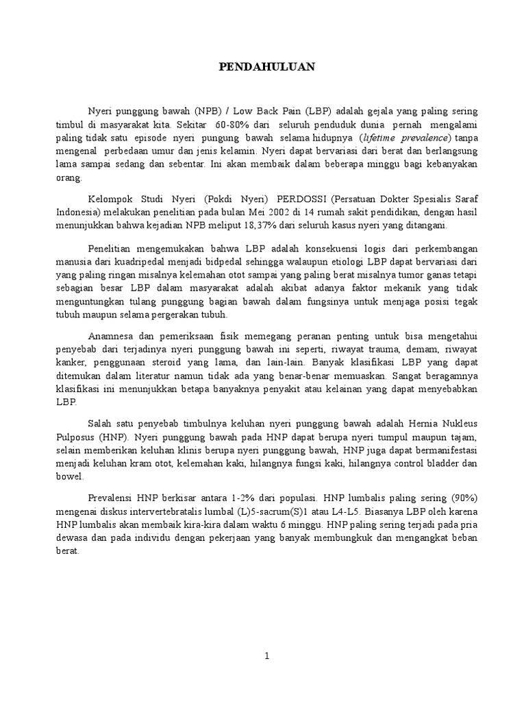 Low Back Pain Ec HNP Lapsus | PDF