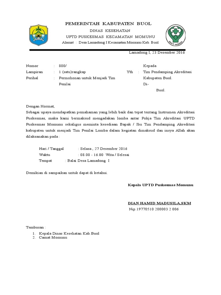 SURAT Permohonan MNJD Tim Penilai | PDF