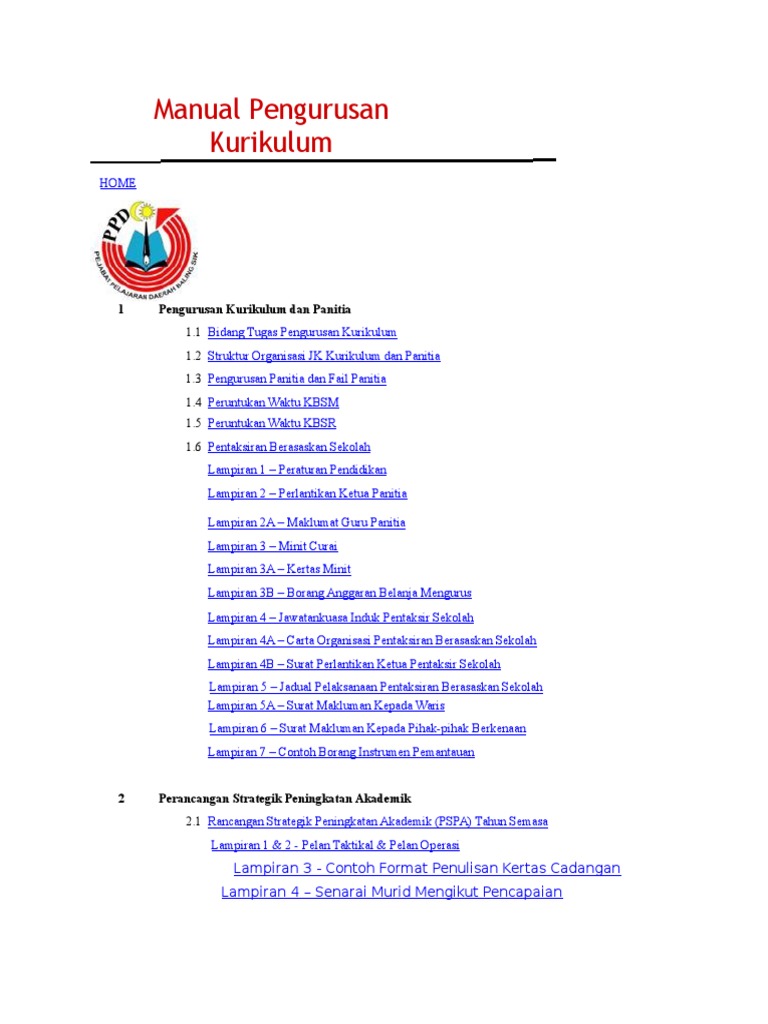 Manual Pengurusan Kurikulum | PDF