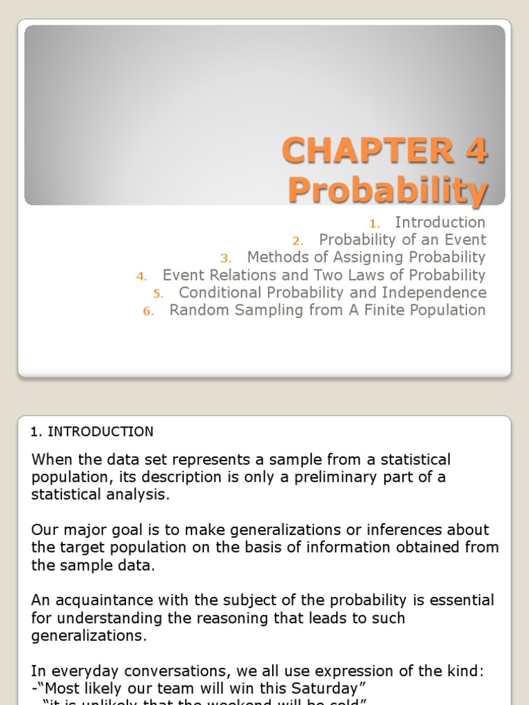 CHAPTER 4. Probability PDF | Download Free PDF | Probability | Experiment