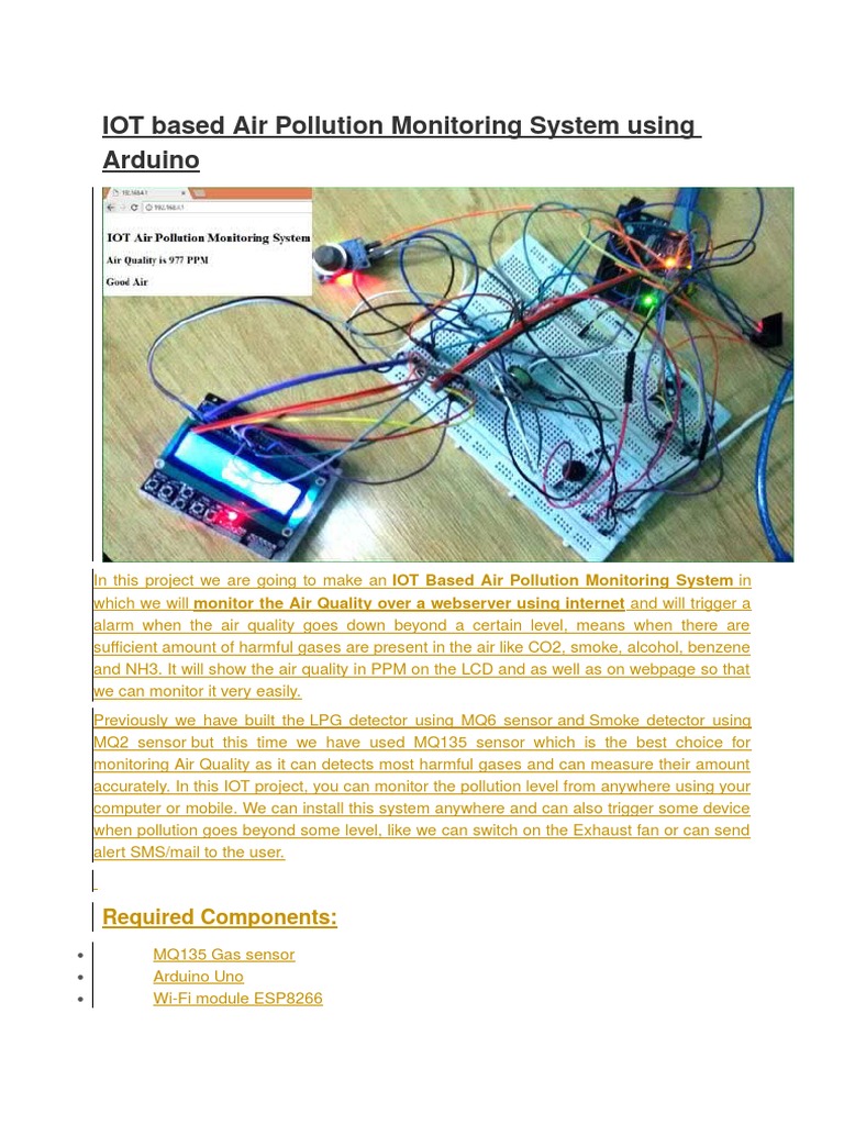 Iot Based Air Pollution Monitoring System Using Arduino Circ