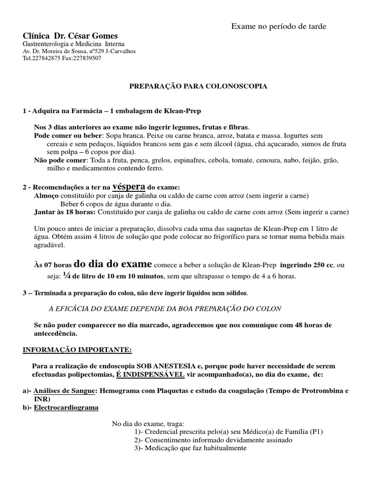 Preparação para Colonoscopia com Klean-Prep | PDF