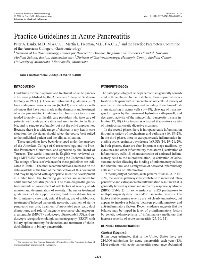 Acute Pancreatitis Guidelines | PDF