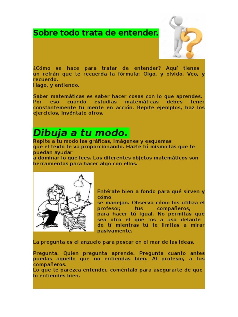 Como Estudiar Matematicas Pdf Memoria Enseñanza De Matemática