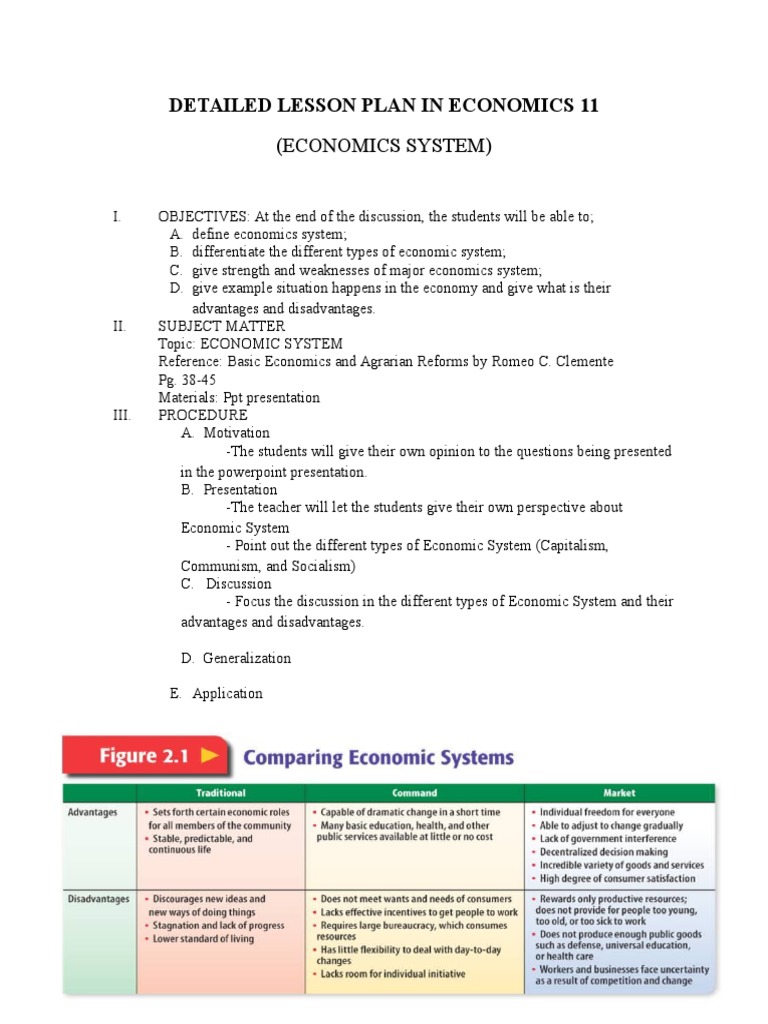 Detailed Economics Lesson Plan for Class 11 | PDF | Economic System ...
