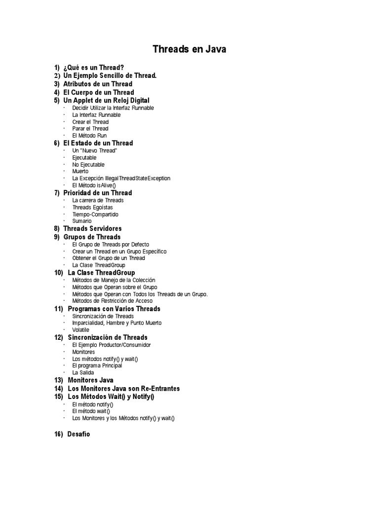 Threads en Java | PDF | Hilo (Computación) | Java (lenguaje de ...