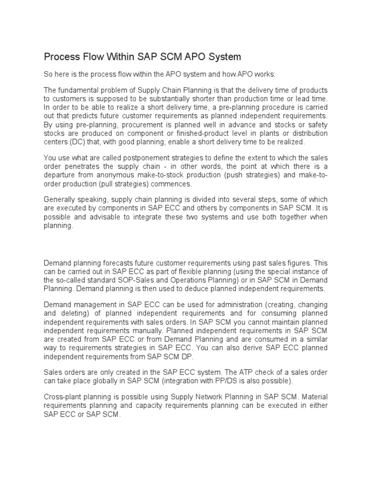 SAP SCM APO Process Flow Overview | PDF | Sap Se | Error Detection And ...