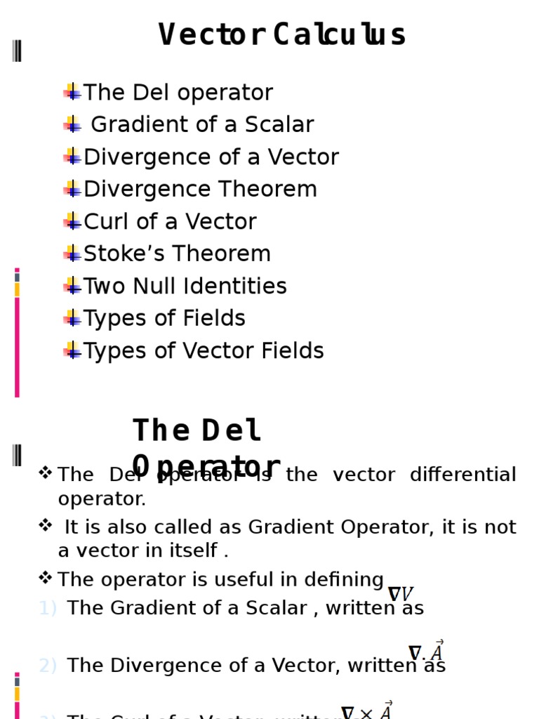 Vector Calculus Pdf Divergence Gradient