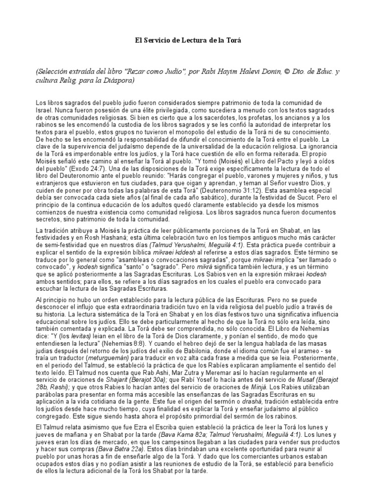Lectura de La Tora | PDF | Tora | Shabat