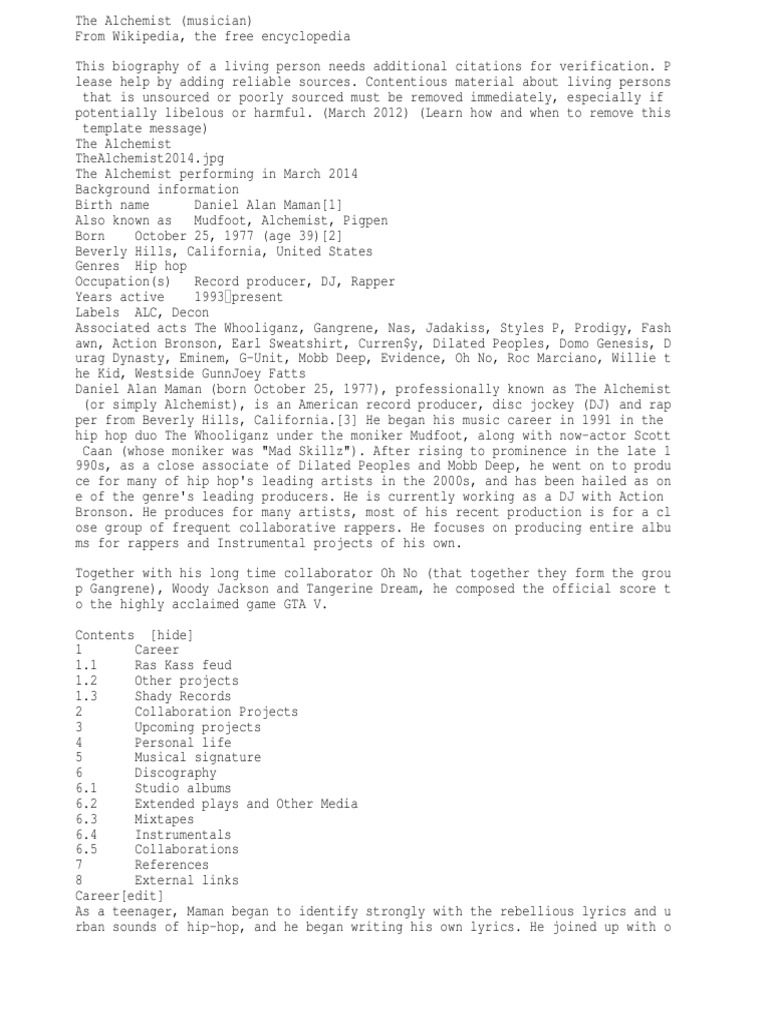 The Alchemist (Musician) | Download Free PDF | Hip Hop | Leisure