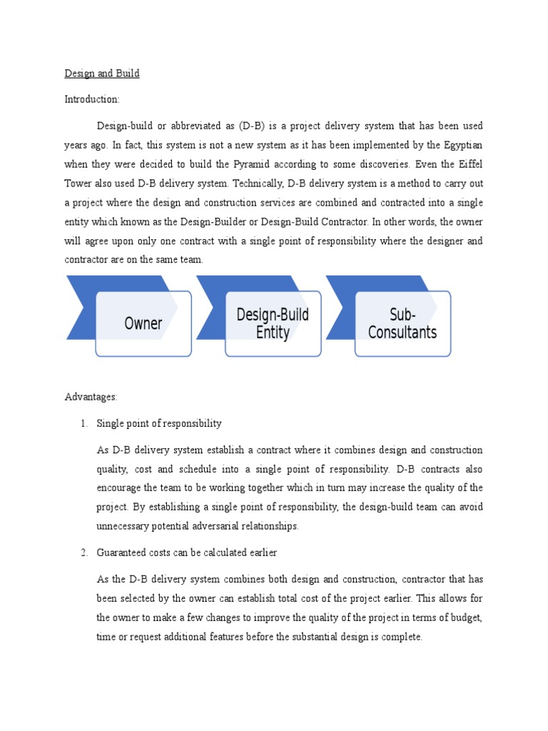 Owner Design-Build Entity Sub-Consultants | Download Free PDF ...
