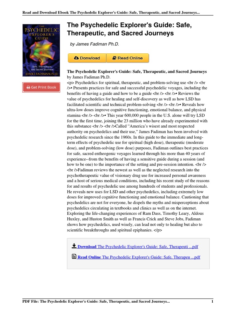 The Psychedelic Explorers Guide Therapeutic Ebook | Download Free PDF | Psychedelic Drugs ...