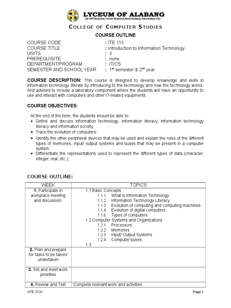 Intro To Information Technology | PDF | Information Technology | Literacy