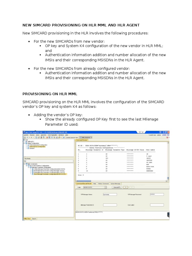 New Simcard Provisioning On HLR MML and HLR Agent | PDF
