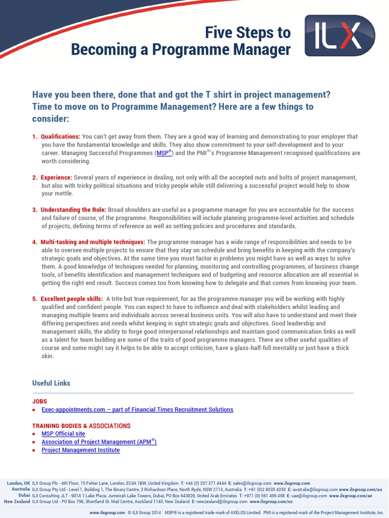 Five Steps Become Project Manager | PDF | Project Management | Leadership