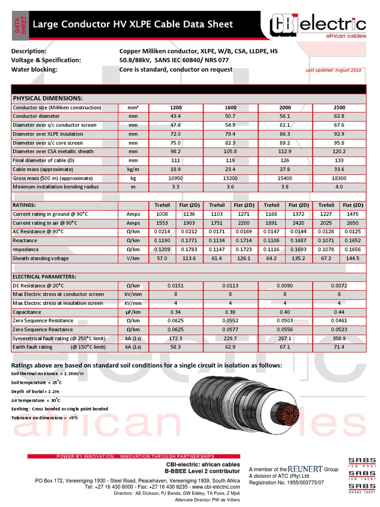88kV Copper Large Conductor XLPE CSA PE HS Cables | Electrical ...