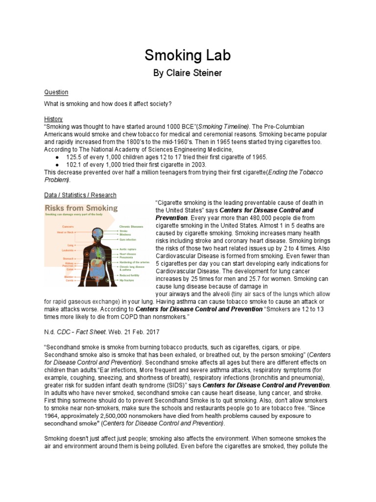 Smoking Lab: by Claire Steiner | PDF | Tobacco Smoking | Addiction