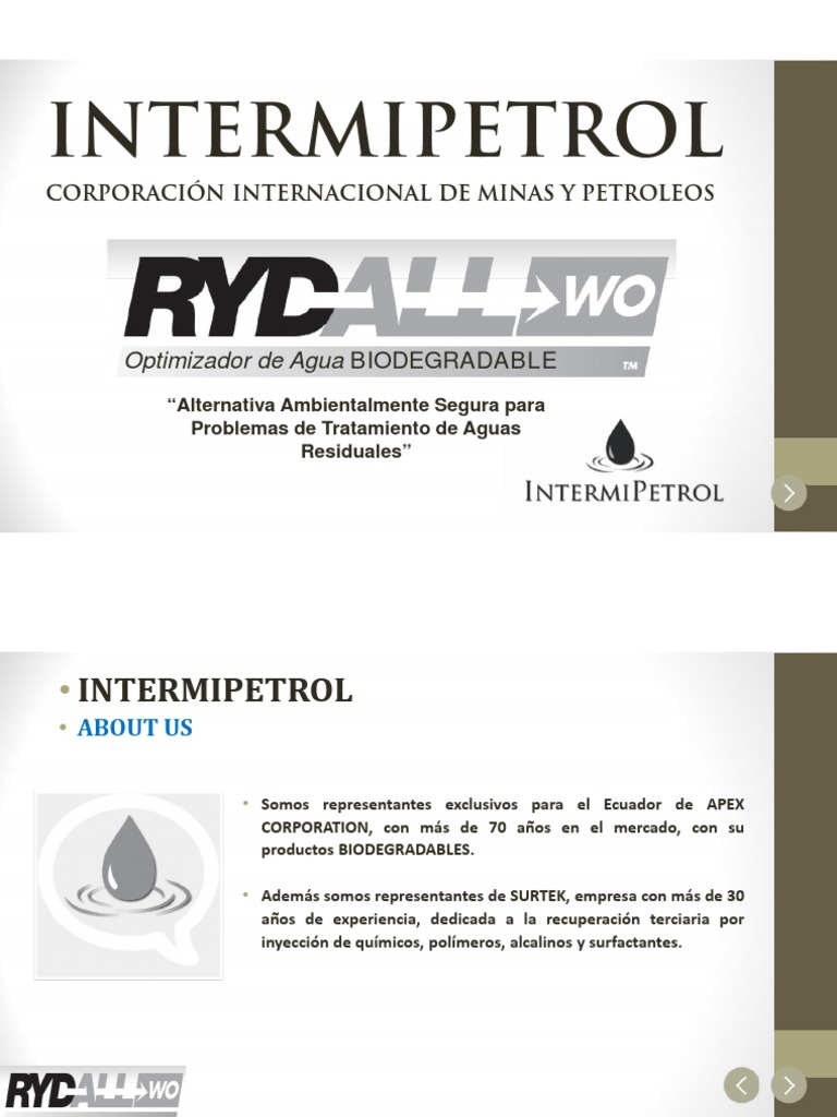 Presentacion RYDALL WO | PDF | Tratamiento de aguas residuales | Aguas ...