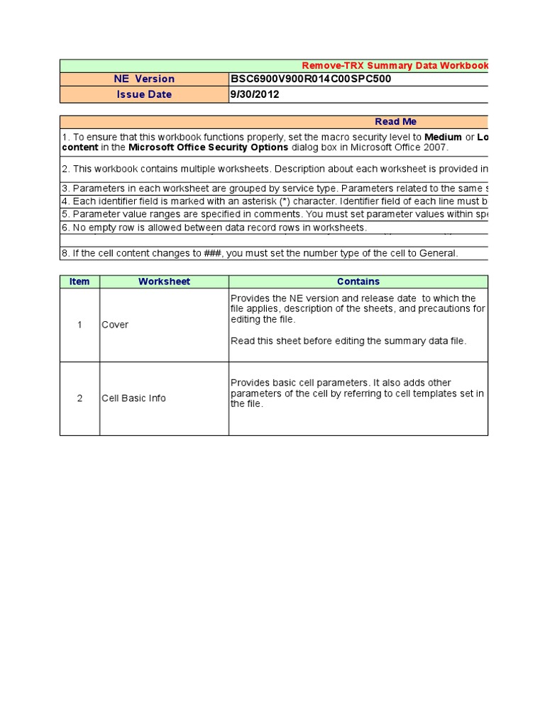 Huawei TRX Data Collection Table-REMOVE TRX | PDF