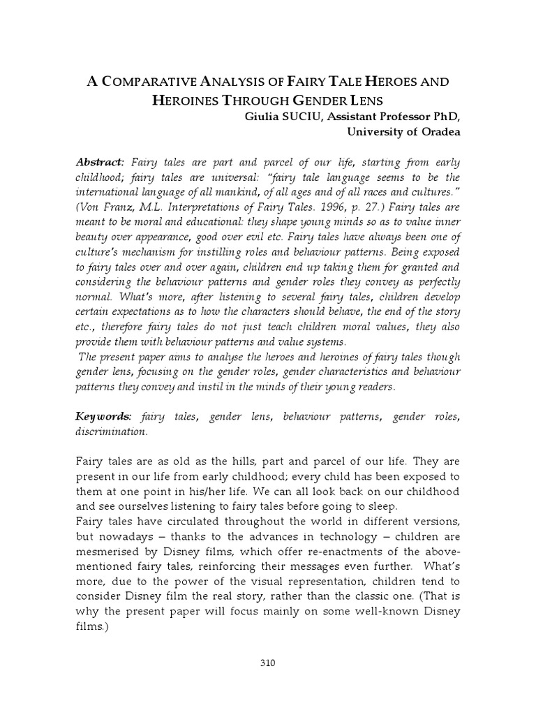 A Comparative Analysis of Fairy Tale Heroes and Heroines Through Gender ...