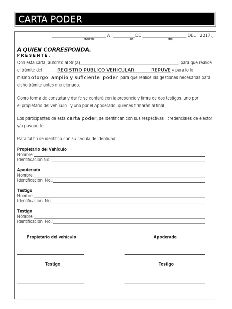 Formato Carta Poder | PDF