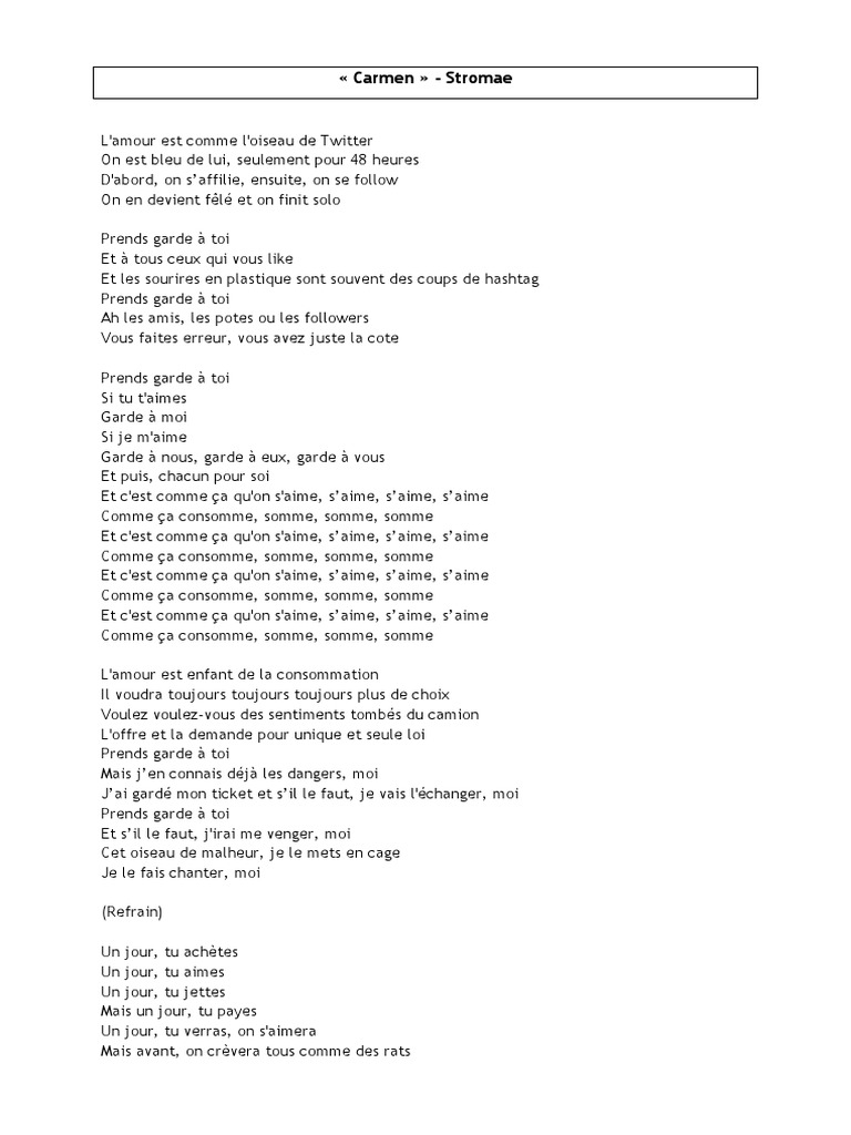 Stromae Carmen | PDF
