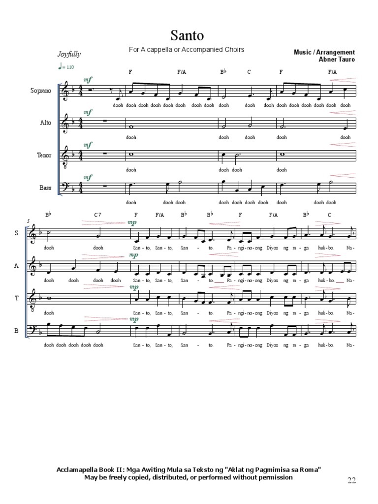 Santo SATB A Cappella | PDF | Choir | Singing