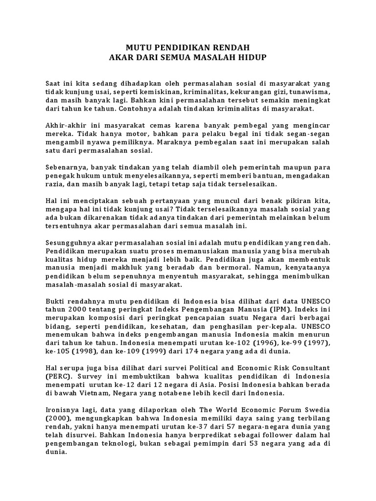 Contoh OPINI Yang Baik | PDF