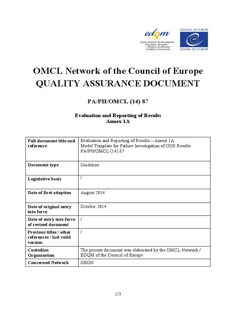 evaluation_reporting_of_results_annex_1a_model_template_for_failure ...