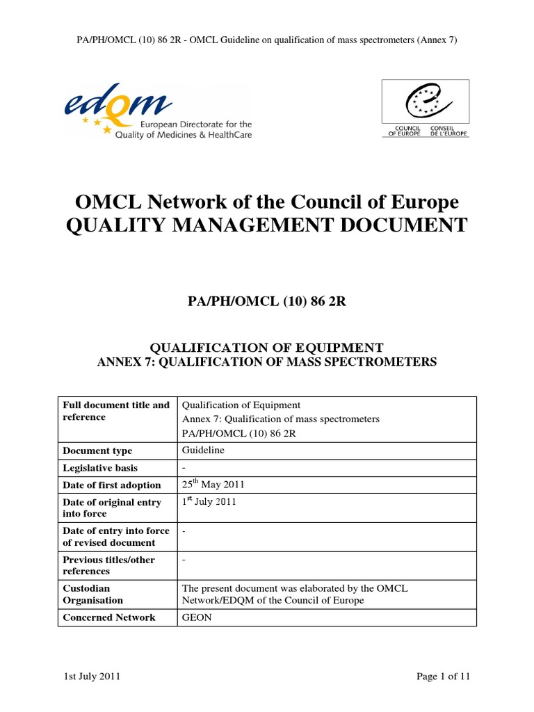 NEW Annex 7 Qualification of Mass Spectrometers PDF | PDF