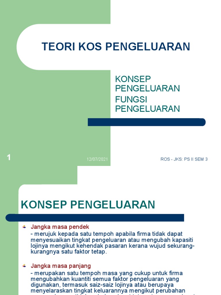 Teori Kos Pengeluaran | PDF