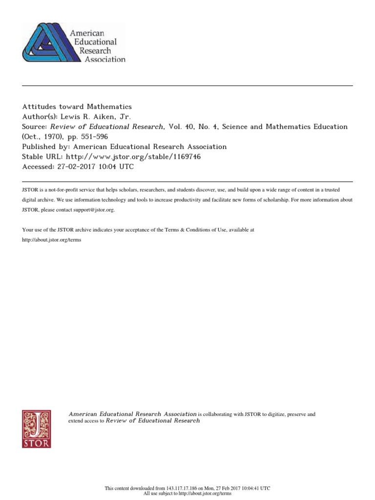 Attitude Towards Mathematics | PDF | Likert Scale | Attitude (Psychology)
