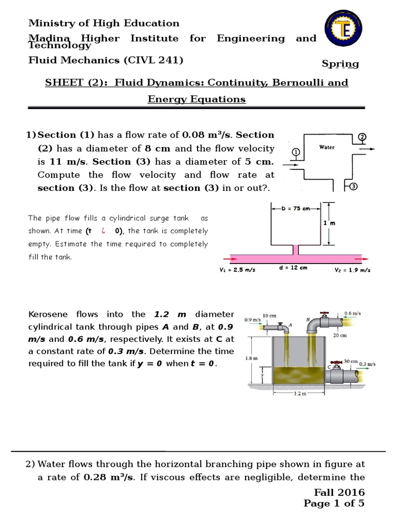 Determining Flow Rates, Velocities, Pressures, and Power Requirements ...