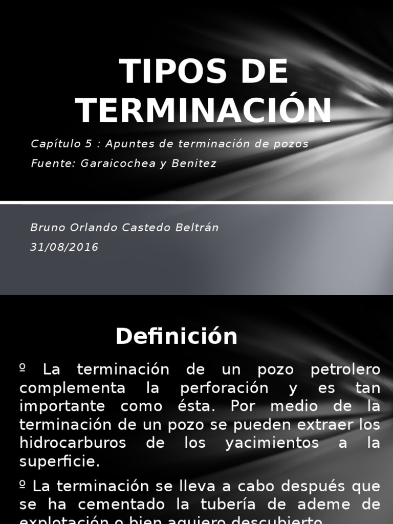 Tipos de Terminación | PDF | Tubería (transporte de fluidos) | Herramientas