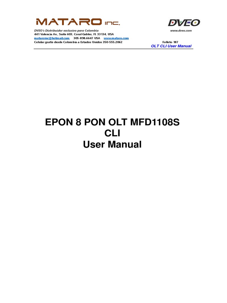 C-Data Epon Olt Fd1108s Cli User Manual v1.3 | PDF | Command Line ...