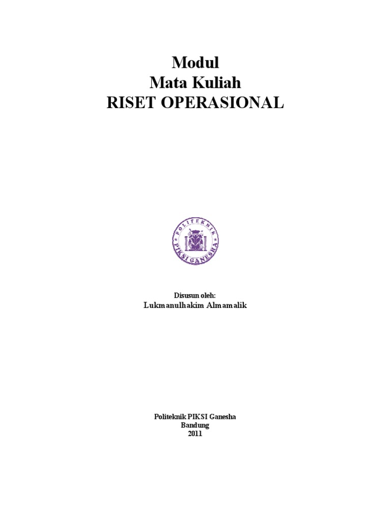 Modul Riset Operasional PDF | PDF
