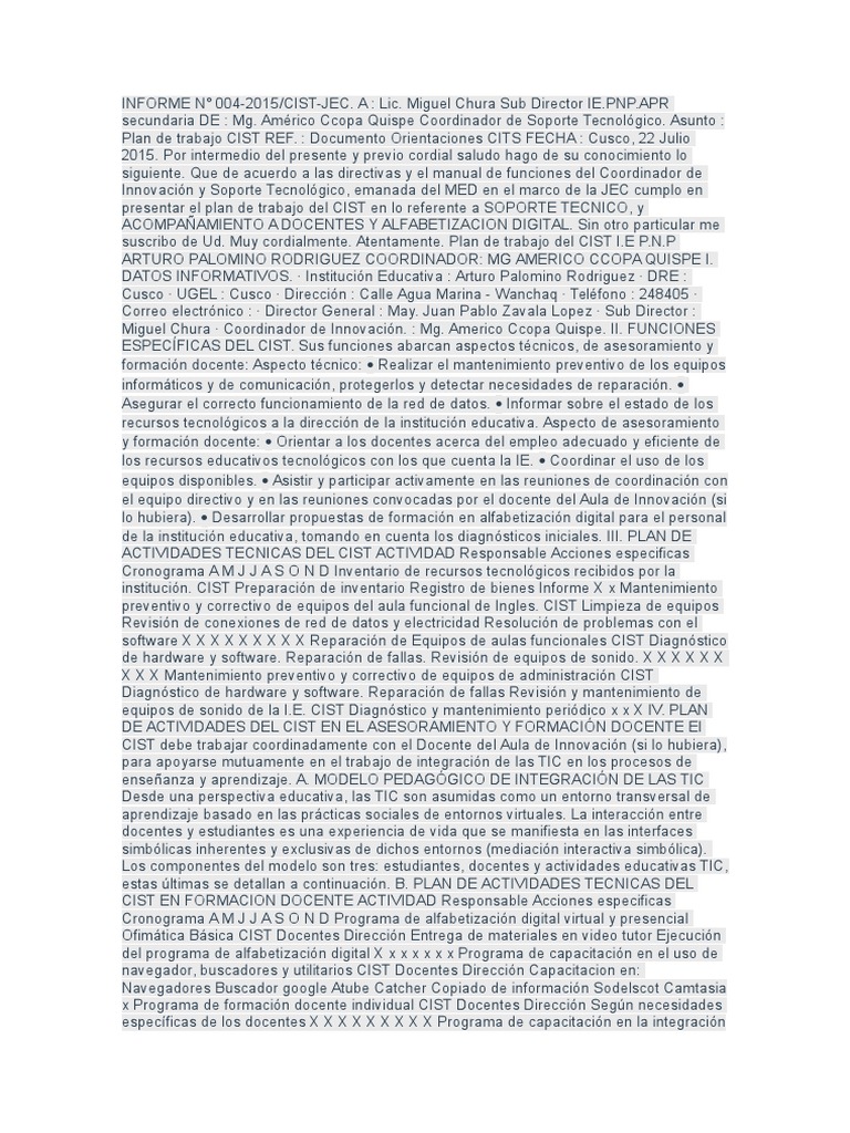 INFORME Cist Modelo | PDF | Tecnología de información y comunicaciones | Software