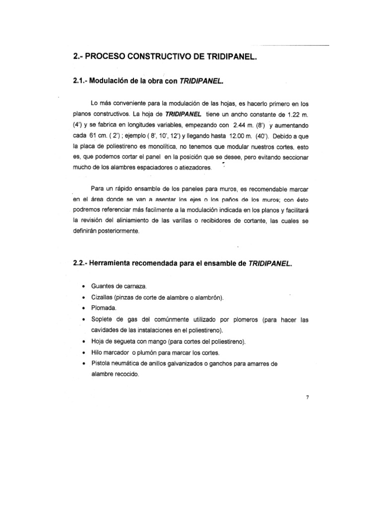 Proceso Constructivo Con Tridipanel | PDF