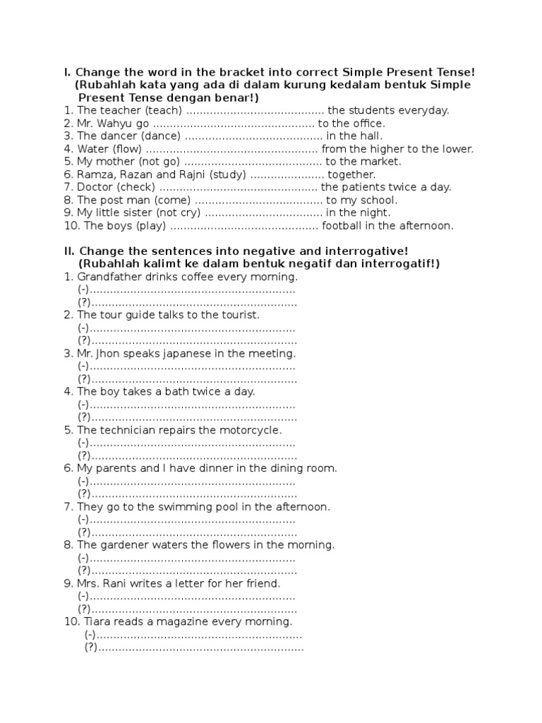 Latihan Soal Simple Present Tense