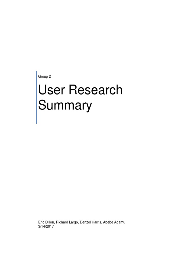 User Research Summary | PDF | Questionnaire | Color