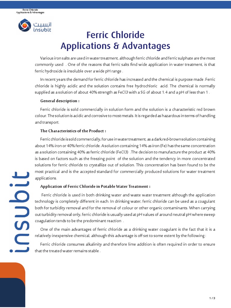 Ferric Chloride Applications & Advantages: Hqhudoghvfulswlrq | PDF ...