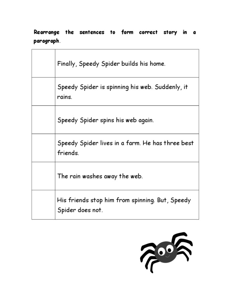 Speedy Spider (Rearrange The Paragraph) | PDF
