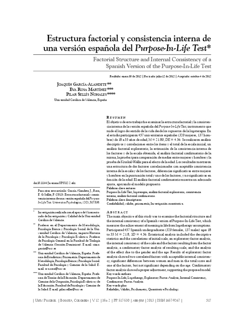 PIL Test | PDF | Alfa de Cronbach | Sicología