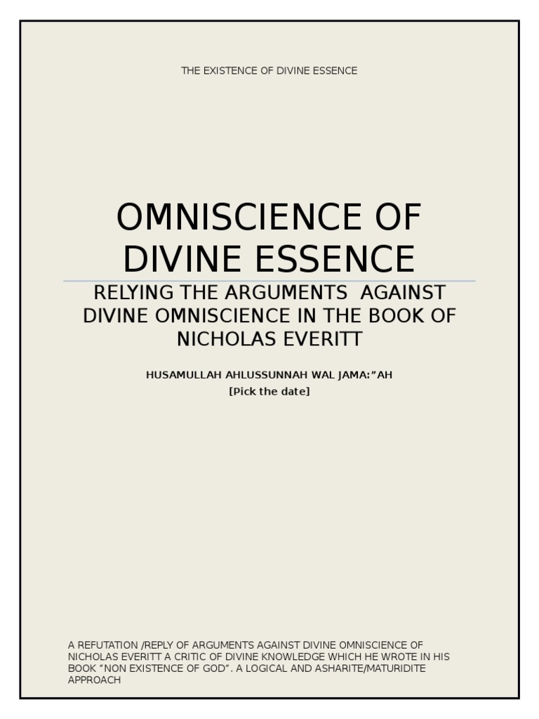 Answering and Replying Some Objections Upon The Omniscience of Divine ...