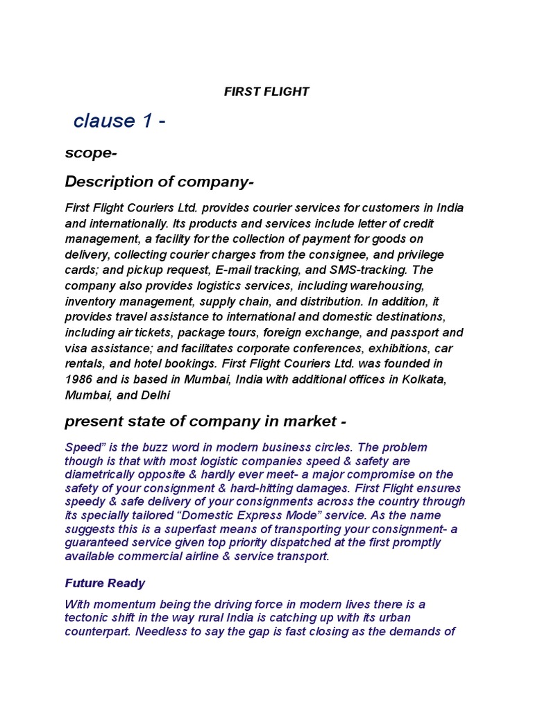 Clause 1 - : Scope-Description of Company | PDF