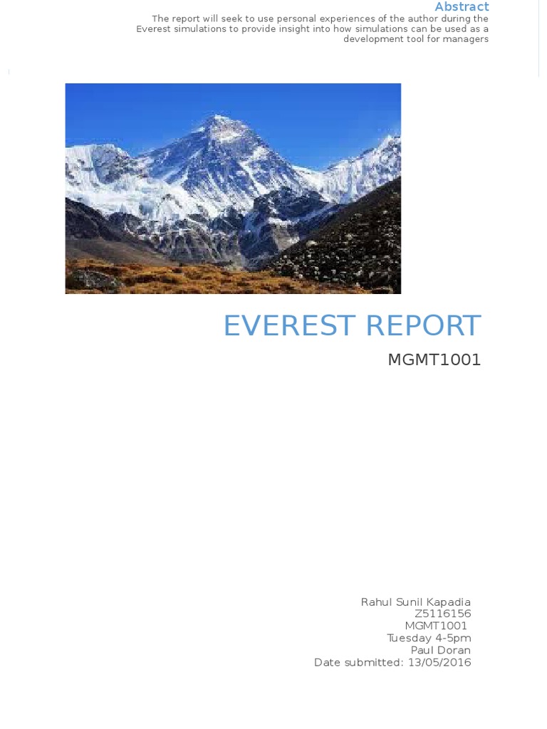 MGMT Everest Report | PDF | Simulation | Leadership