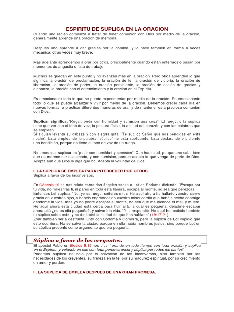 Espiritu de Suplica en La Oracion | Descargar gratis PDF | Oración | Creencia religiosa y doctrina