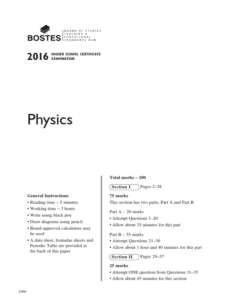 2016 HSC Physics | PDF | Photoelectric Effect | Alternating Current