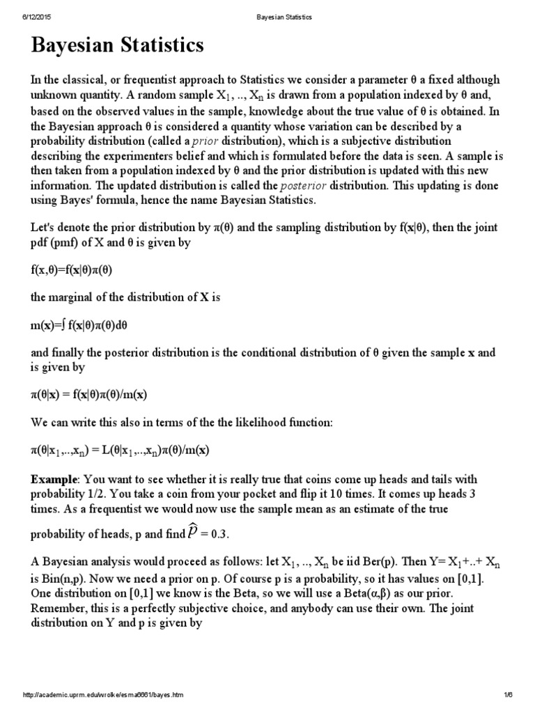 Bayesian Statistics | PDF | Bayesian Inference | Probability And Statistics