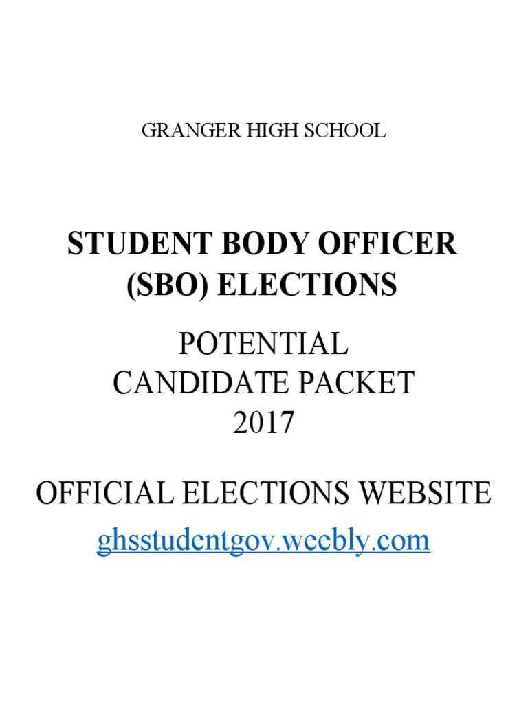 Student Body Officer (Sbo) Elections: Potential Candidate Packet 2017 ...